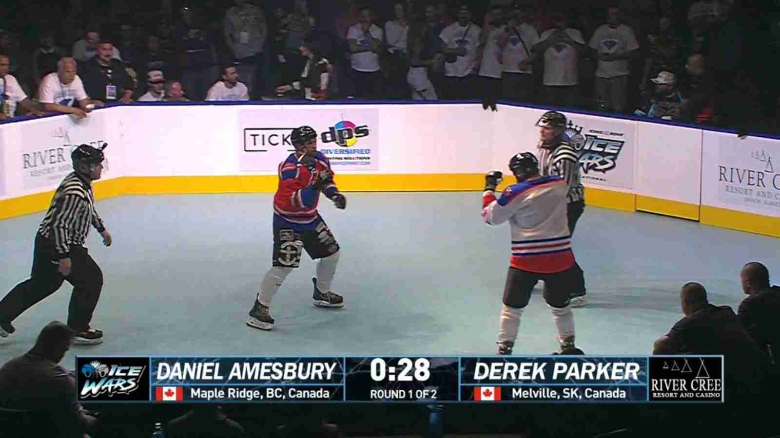 ICE WARS! Two fighters get into a brutal battle on the ice floor