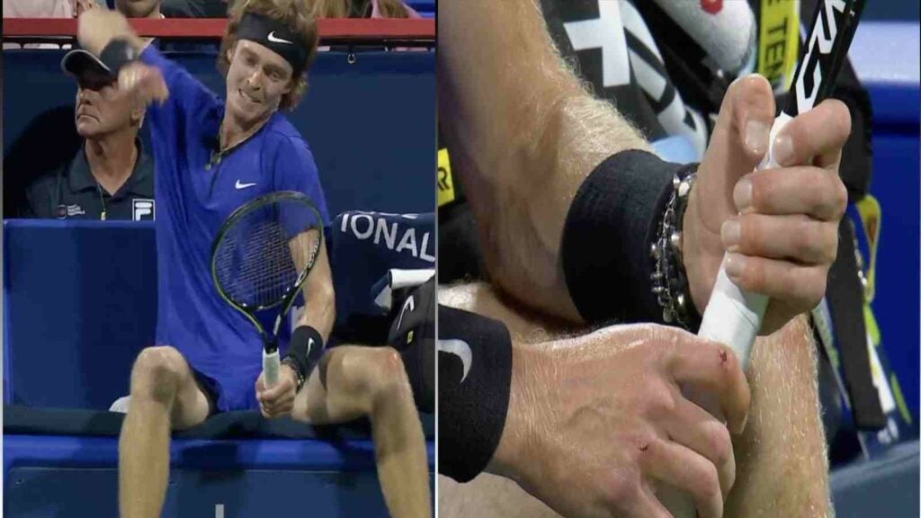WATCH: A frustrated Andrey Rublev smashes his racket and gets himself ...