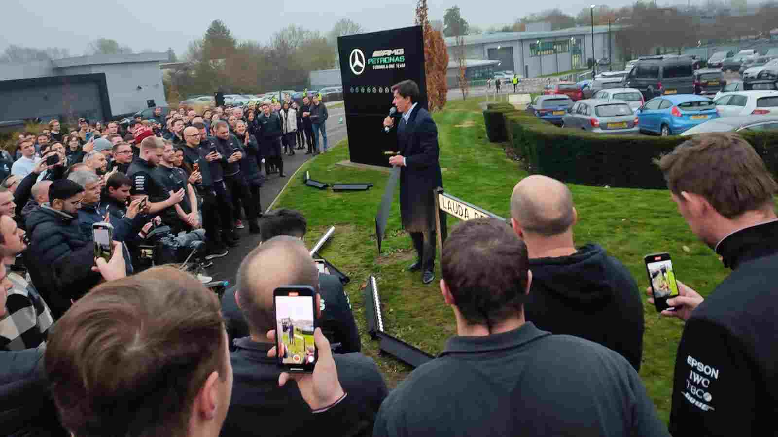 Mercedes renames the road at the team's factory in Brackley as 'Lauda ...