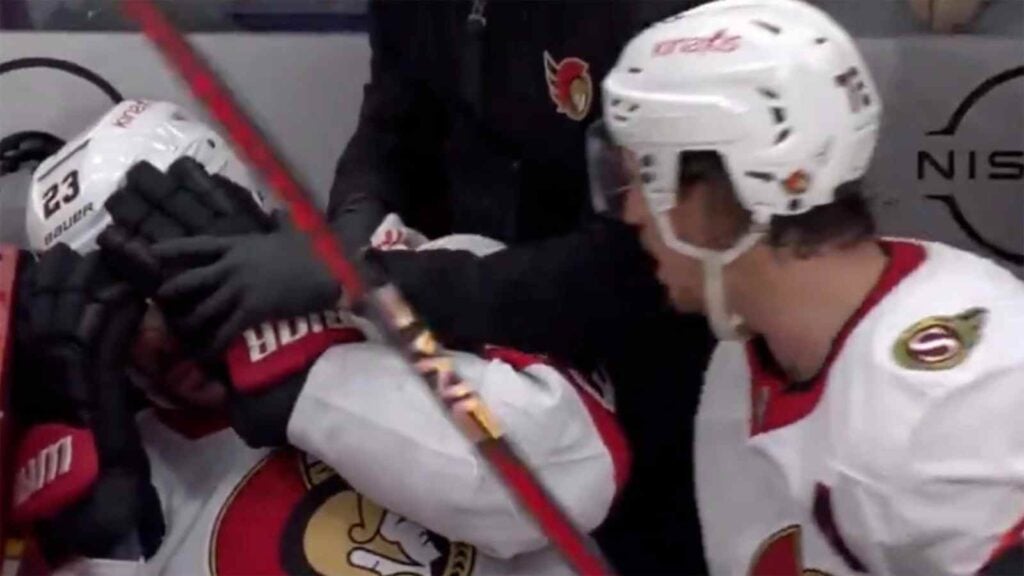 Thomas Chabot slashes Travis Hamonic in face, offers early CHRISTMAS ...