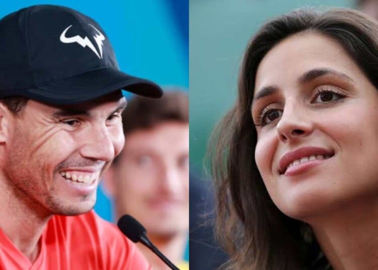 Rafael Nadal gets surprised at practice session by his wife Mery and son Rafa