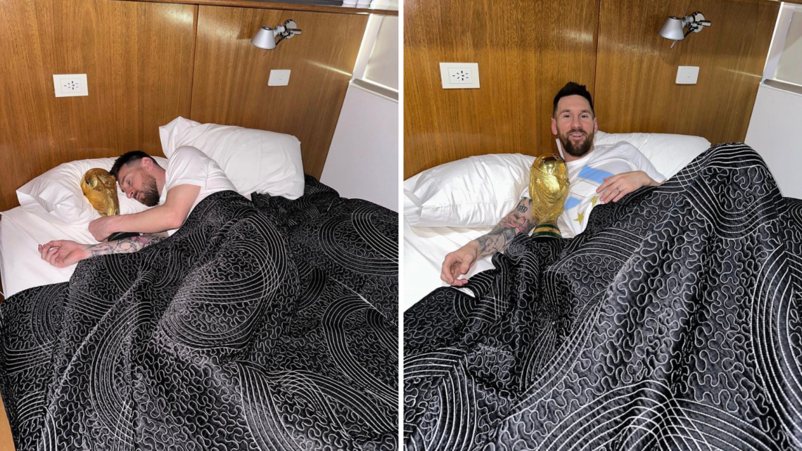 “Good day,” Lionel Messi wakes up cuddling with 2022 FIFA World Cup ...