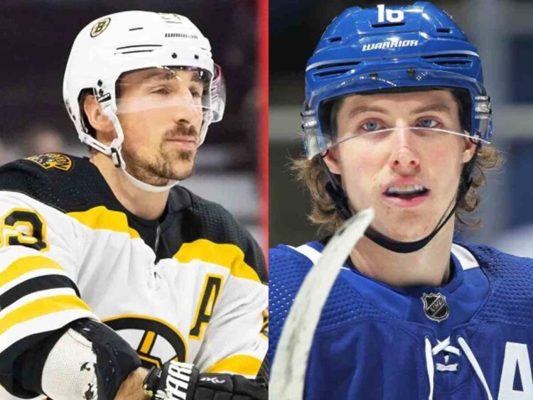 WATCH: Brad Marchand chirps Mitch Marner while DESTROYING reporters ...
