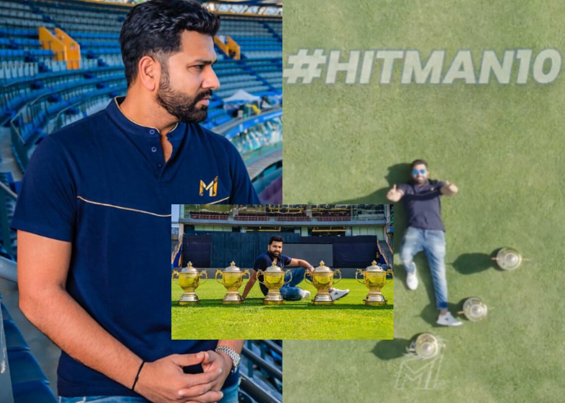 Netizens react as Rohit Sharma poses with 5 IPL trophies