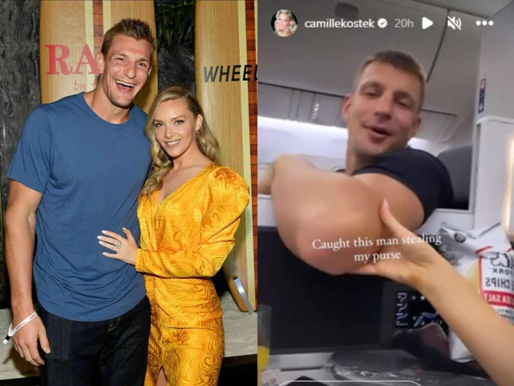 Rob Gronkowski's model girlfriend Camille Kostek cheekily catches him ...