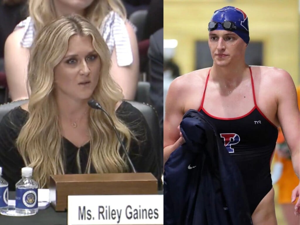 Riley Gaines reveals swimmer felt safe changing in "jaintor's closet ...