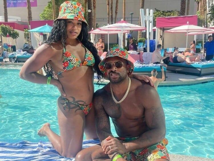 Bianca Belair shares stunning bikini pictures twinning with her husband Montez Ford at a poolside