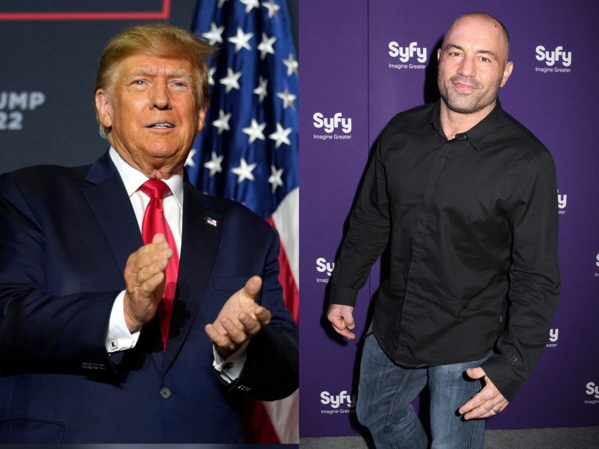 WATCH: Donald Trump shakes hands with Joe Rogan at UFC 296 leaving fans ...