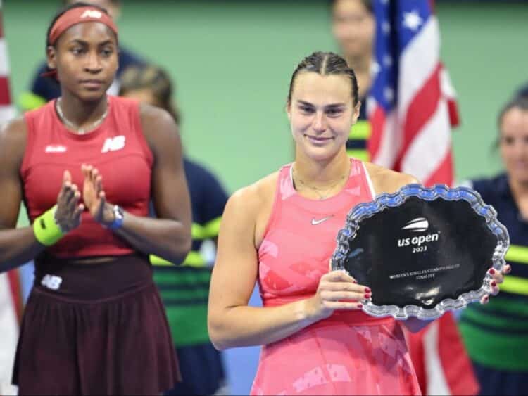 WATCH: Aryna Sabalenka smashes and DUMPS her racket in a bin after ...