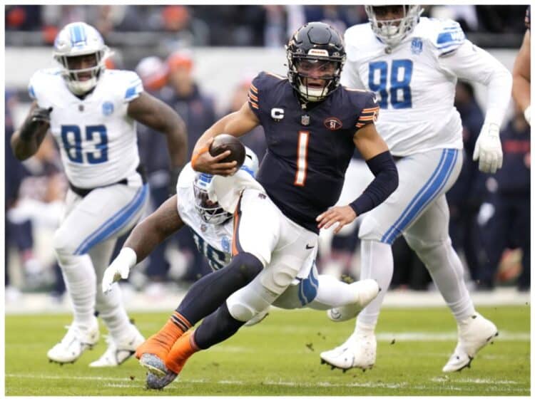 WATCH: Bears QB Justin Fields takes brutal hit, responds with clutch TD ...