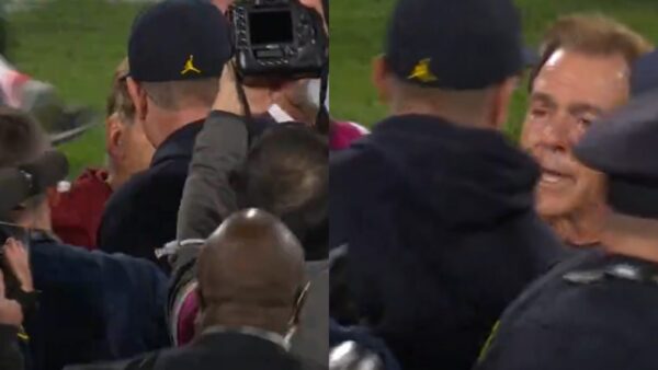 WATCH: Jim Harbaugh's post-game handshake with Nick Saban goes viral ...