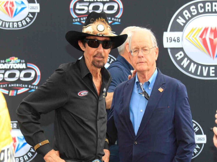 Richard Petty embraces Donald Trump at Charlotte during Coco Cola 600 ...
