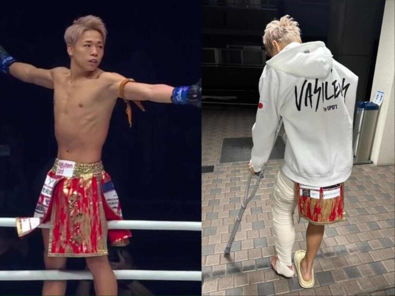 GRAPHIC WARNING! Takeru Segawa's torn thigh after taking BRUTAL kicks ...