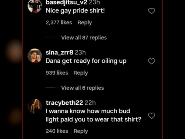 "Nice gay pride shirt" - Dana White wearing $100 million sponsor Bud ...