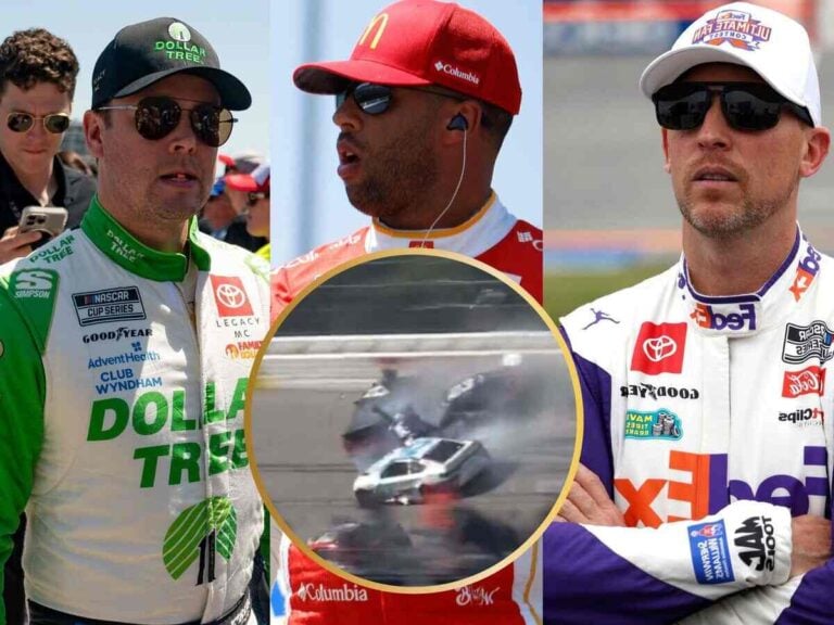 Erik Jones, Bubba Wallace and Denny Hamlin wrecks while drafting at ...